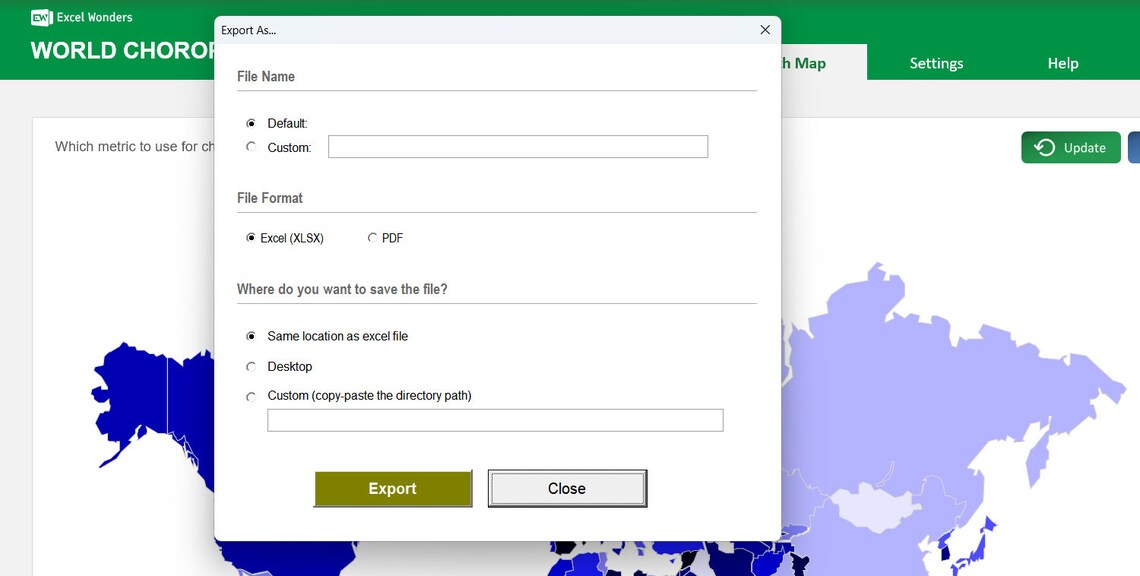World Choropleth Map Excel Template | Data Visualization Tool for ...