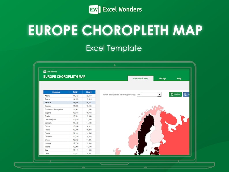 Europe Choropleth Map Excel Template: Data Visualization Tool - Etsy Canada
