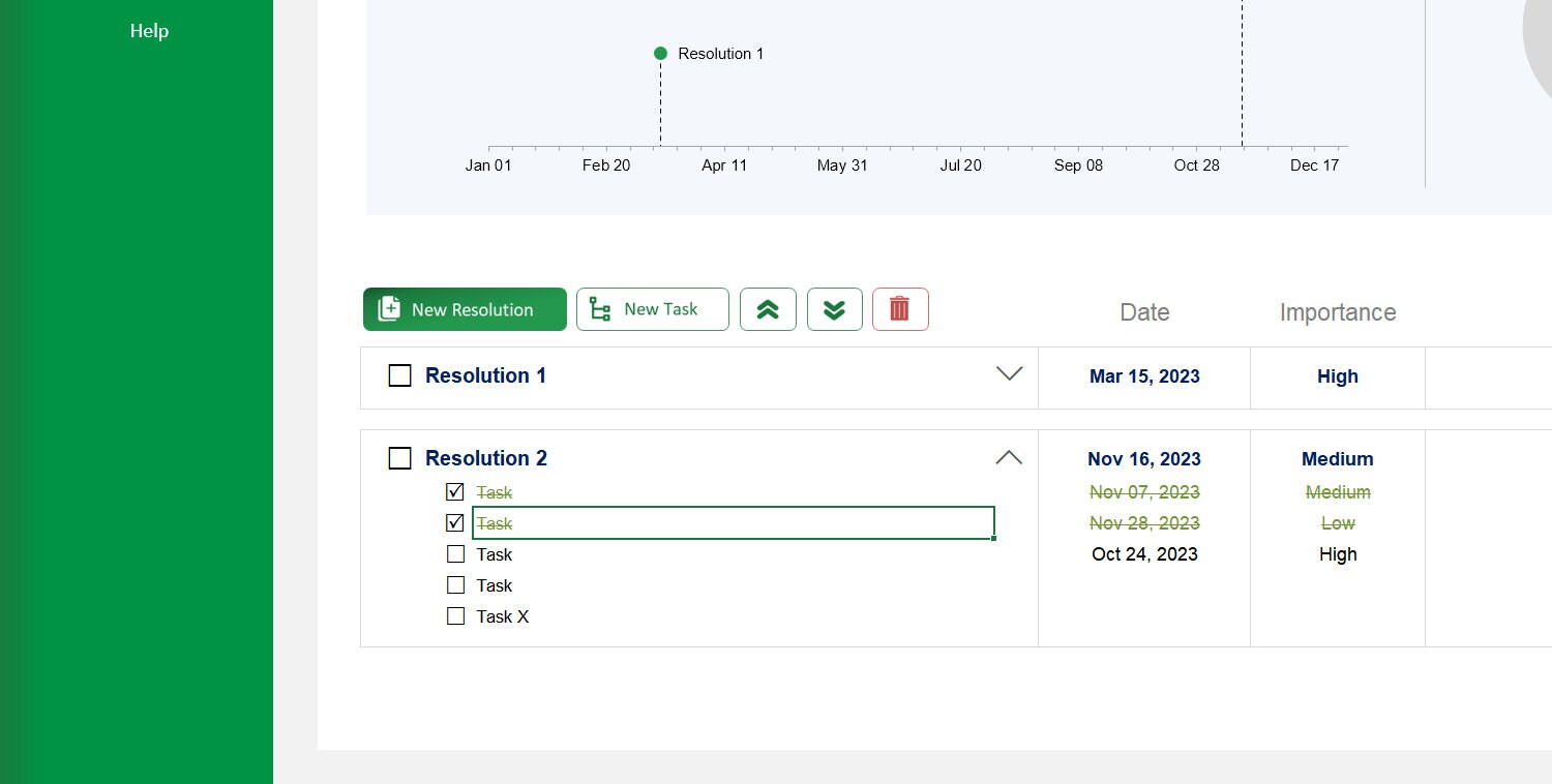 New Year's Resolution Tracker Template List & Track 2024 Year Goals ...