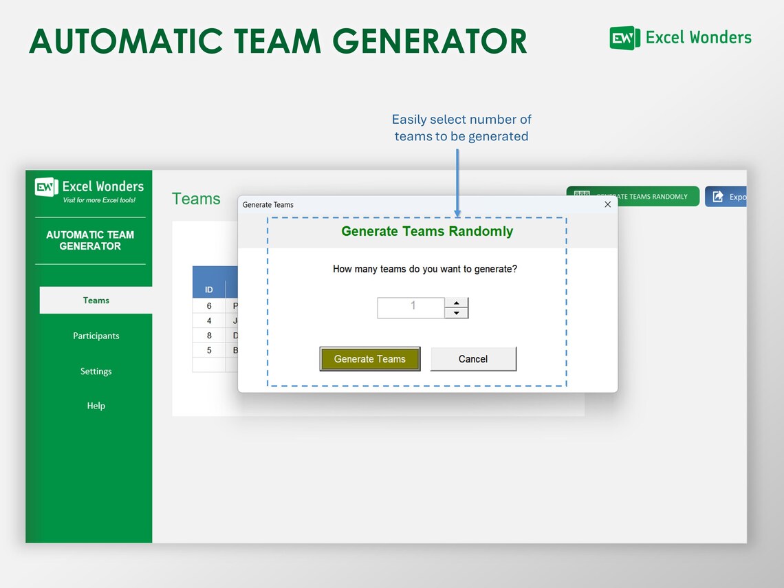 Automatic Team Generator Excel Template | Planning and Player ...