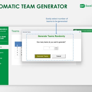 Automatic Team Generator Excel Template | Planning and Player Randomization With Advanced Team ...
