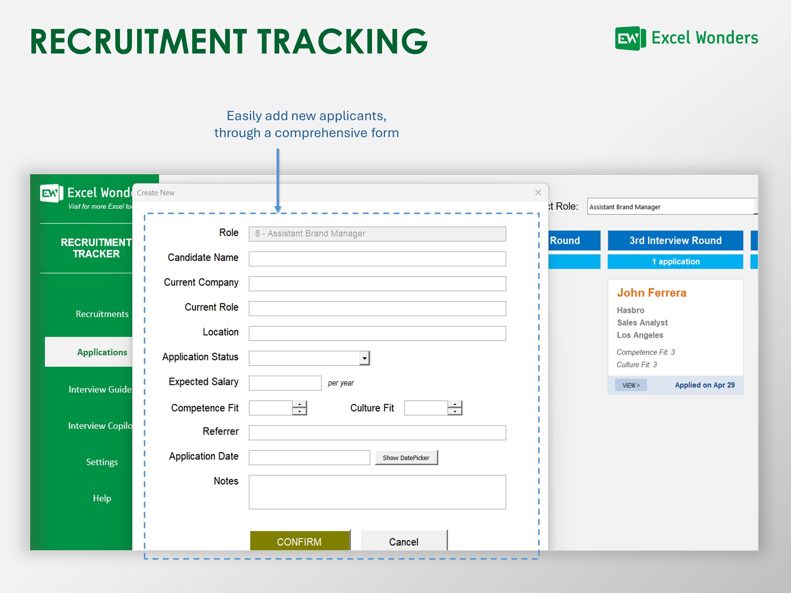 Recruitment Tracker Excel Template | Manage Hiring Process, Applicant ...