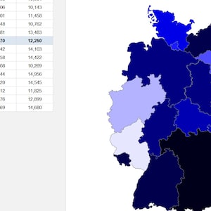 Germany Map Excel Template | Choropleth Heat Map | Data Visualization ...