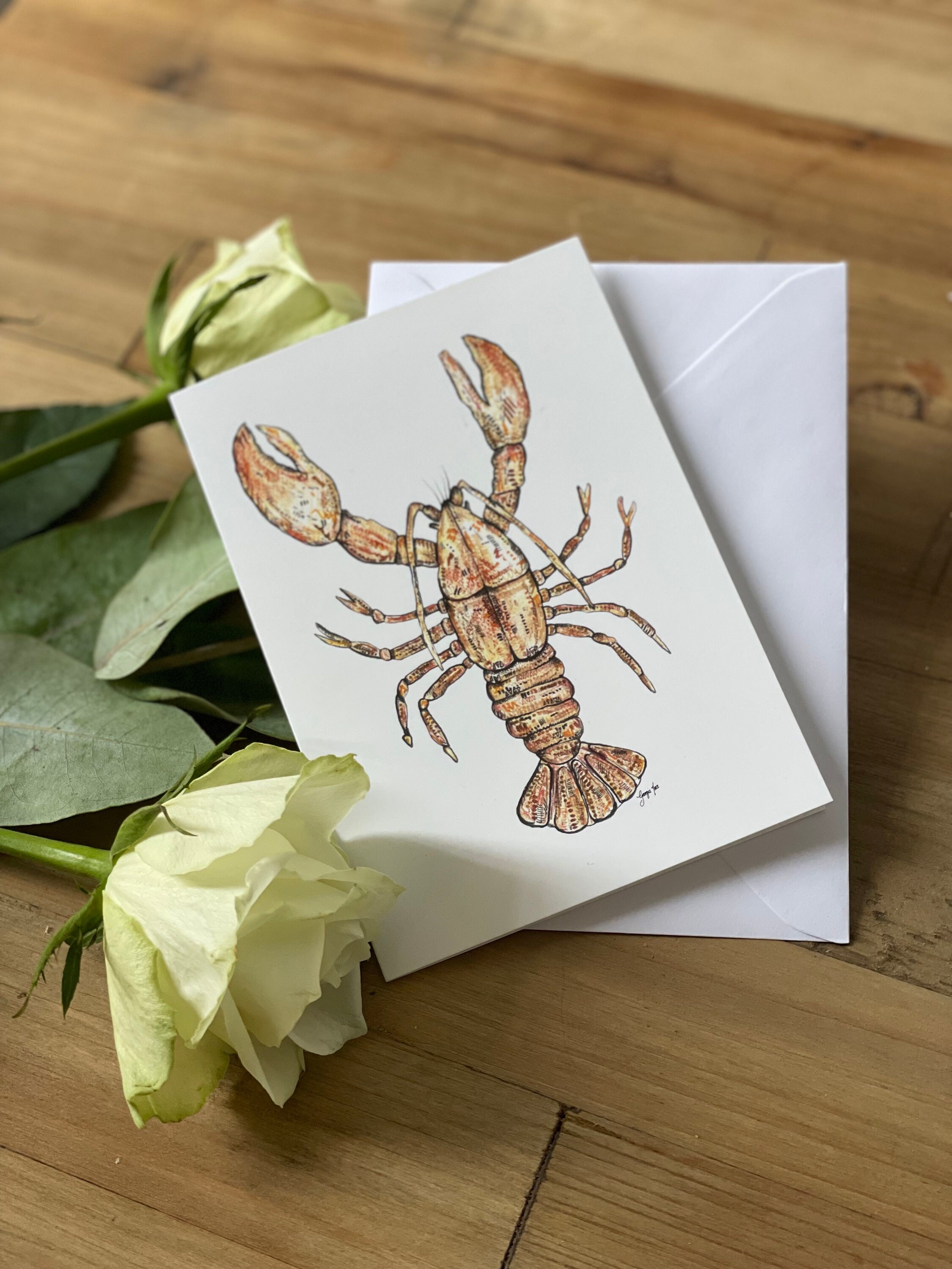 Single Illustrated Lobster Card for All Occasions, Lobster Cards ...