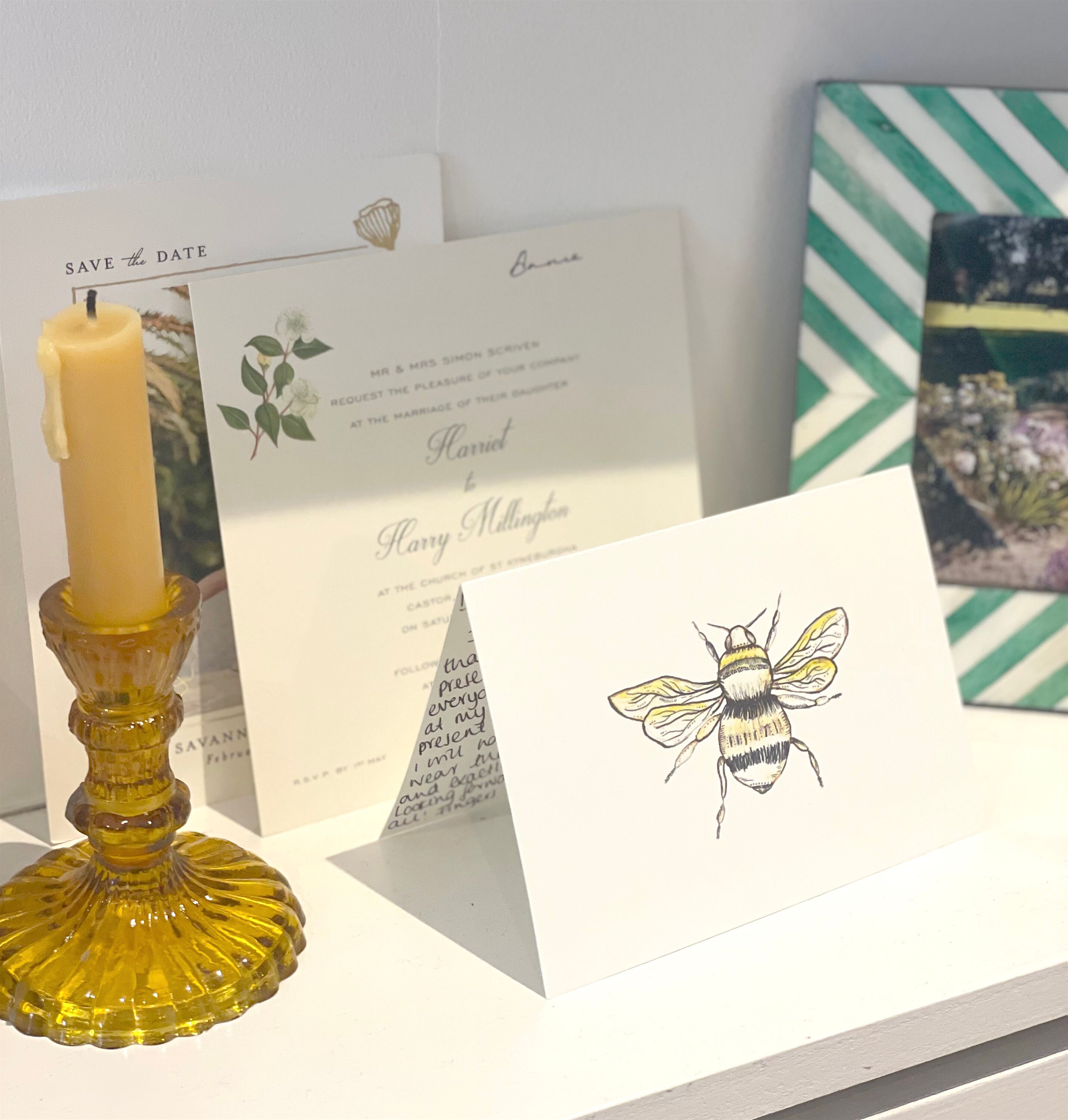 Set of 5 Bee Cards for All Occasions Made in the UK, Premium Hand Drawn ...