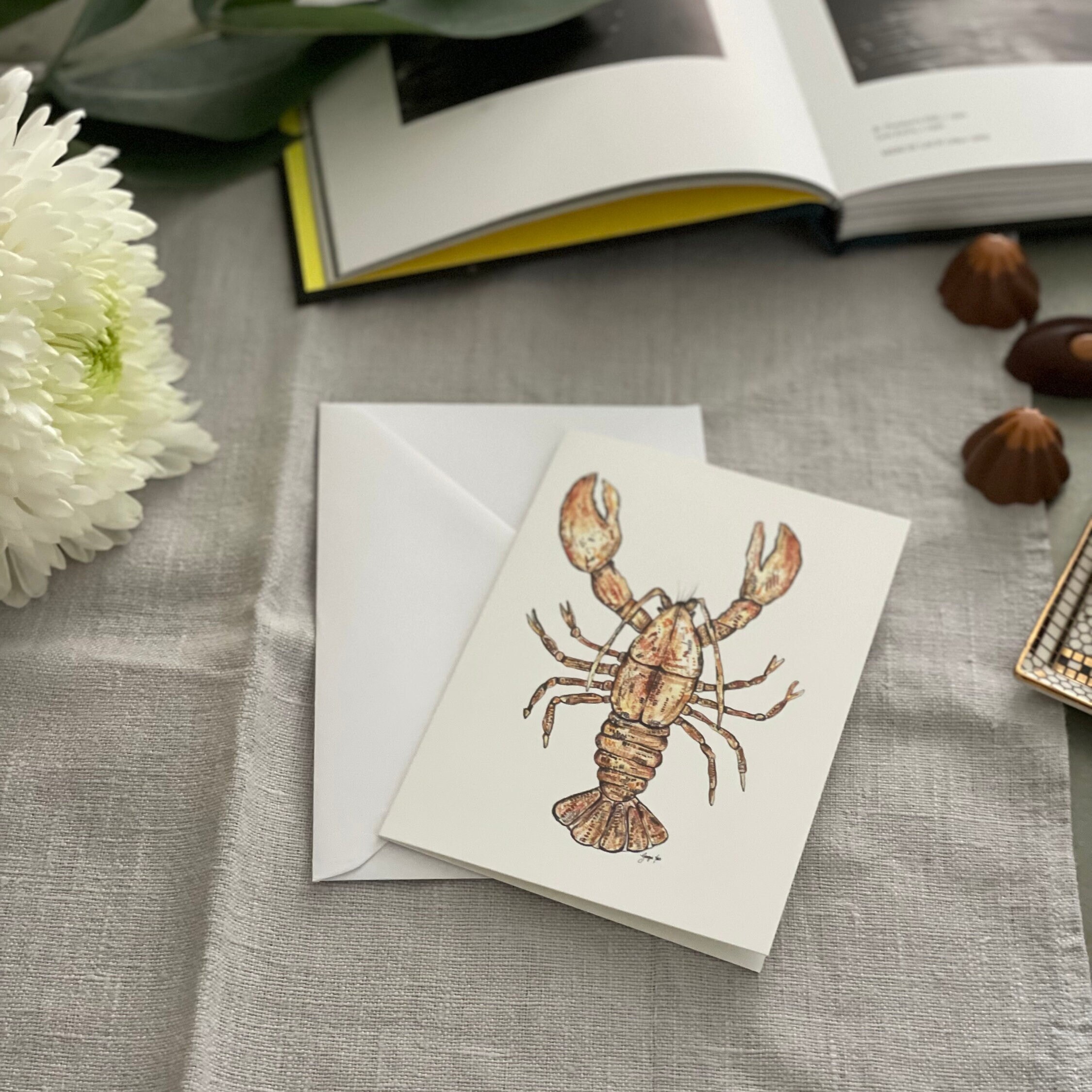 Single Illustrated Lobster Card for All Occasions, Lobster Cards ...