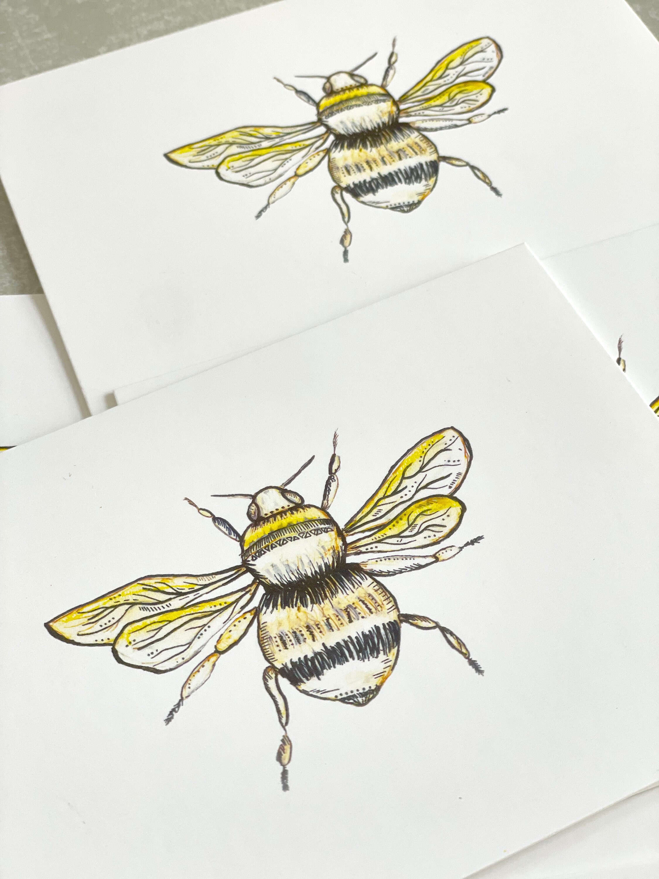 Matching Bumble Bee Cards, 20 Matching Bee Stationery Cards, Plain ...