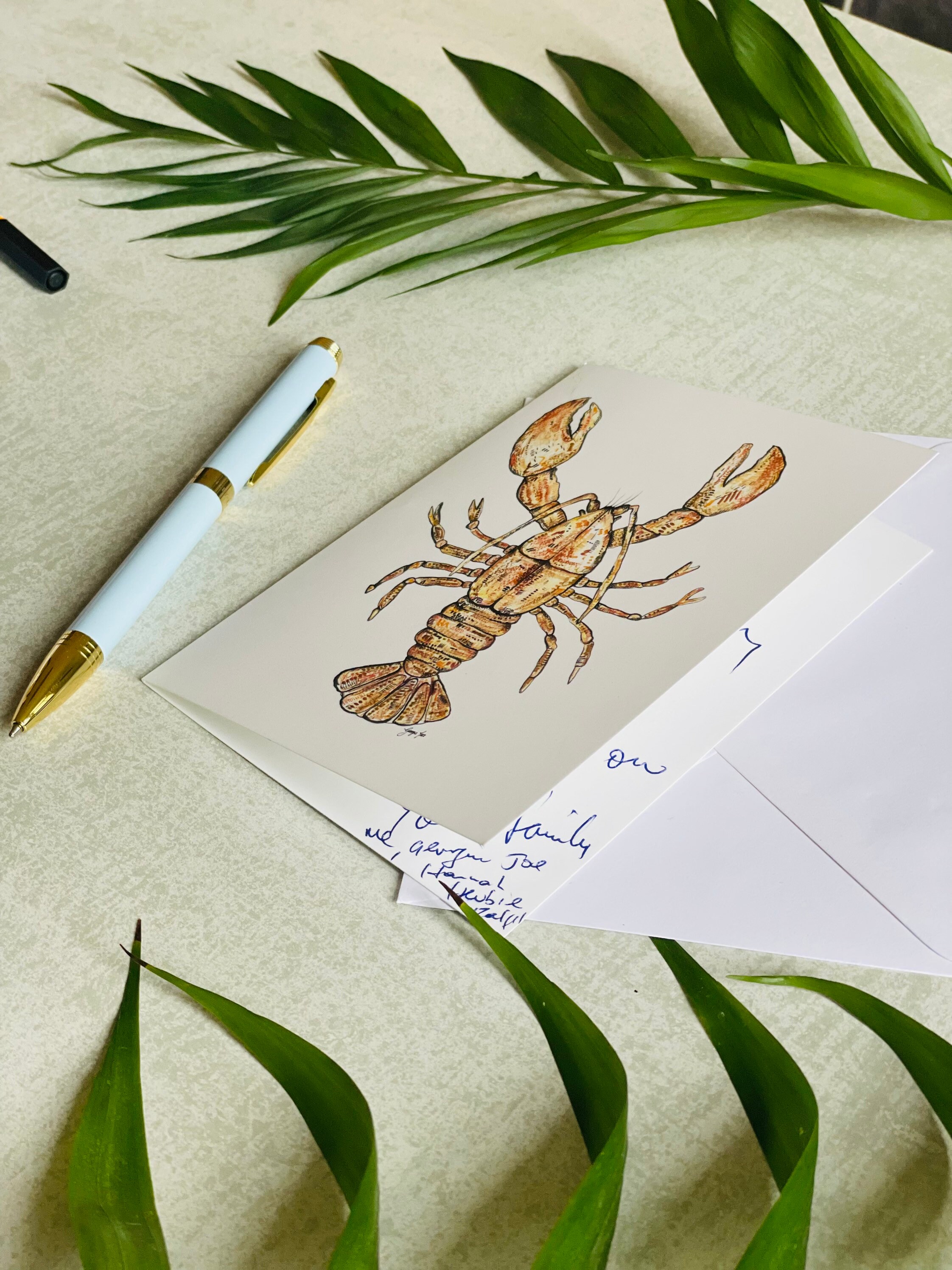 Single Illustrated Lobster Card for All Occasions, Lobster Cards ...