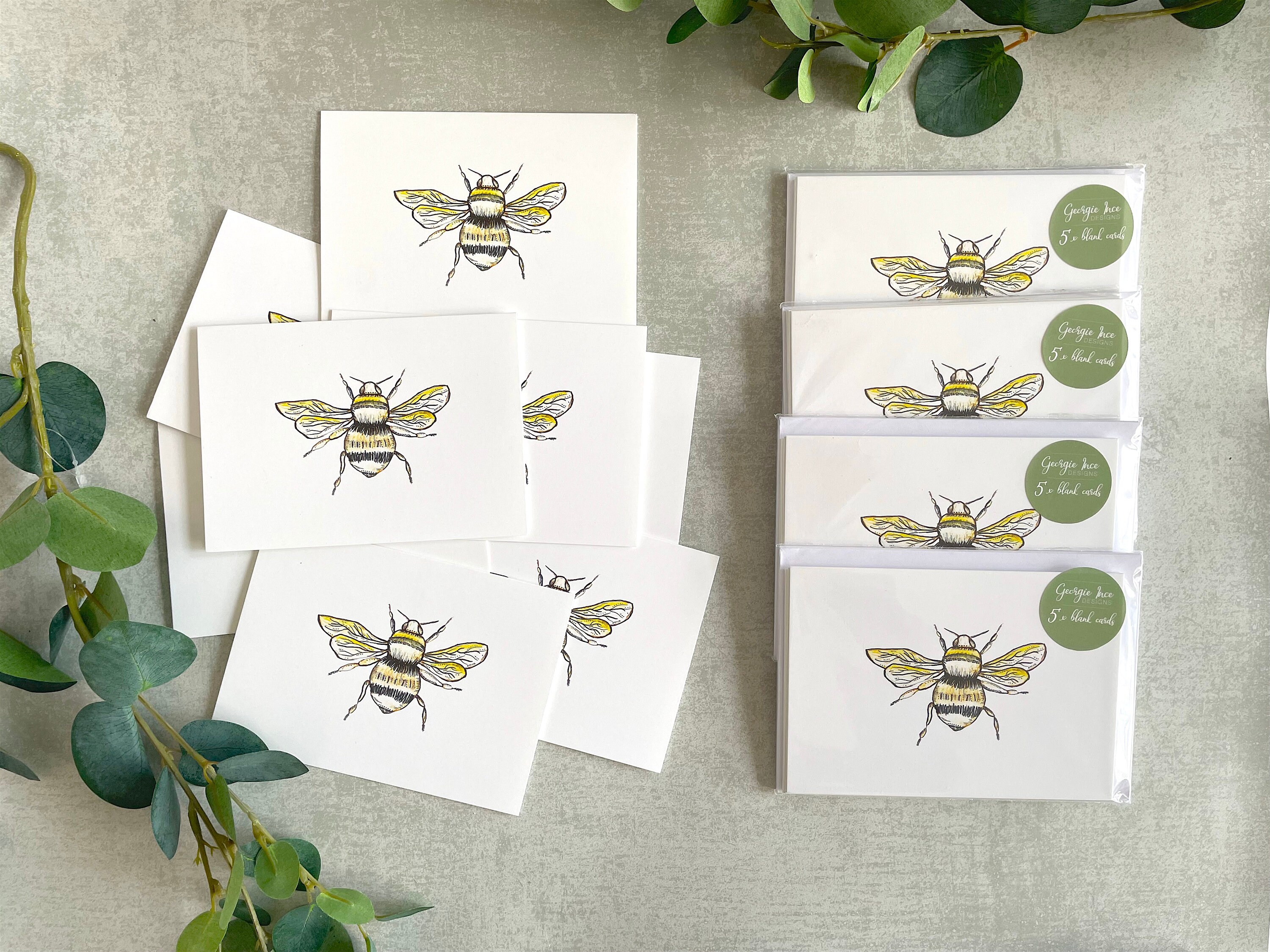 Matching Bumble Bee Cards, 20 Matching Bee Stationery Cards, Plain ...