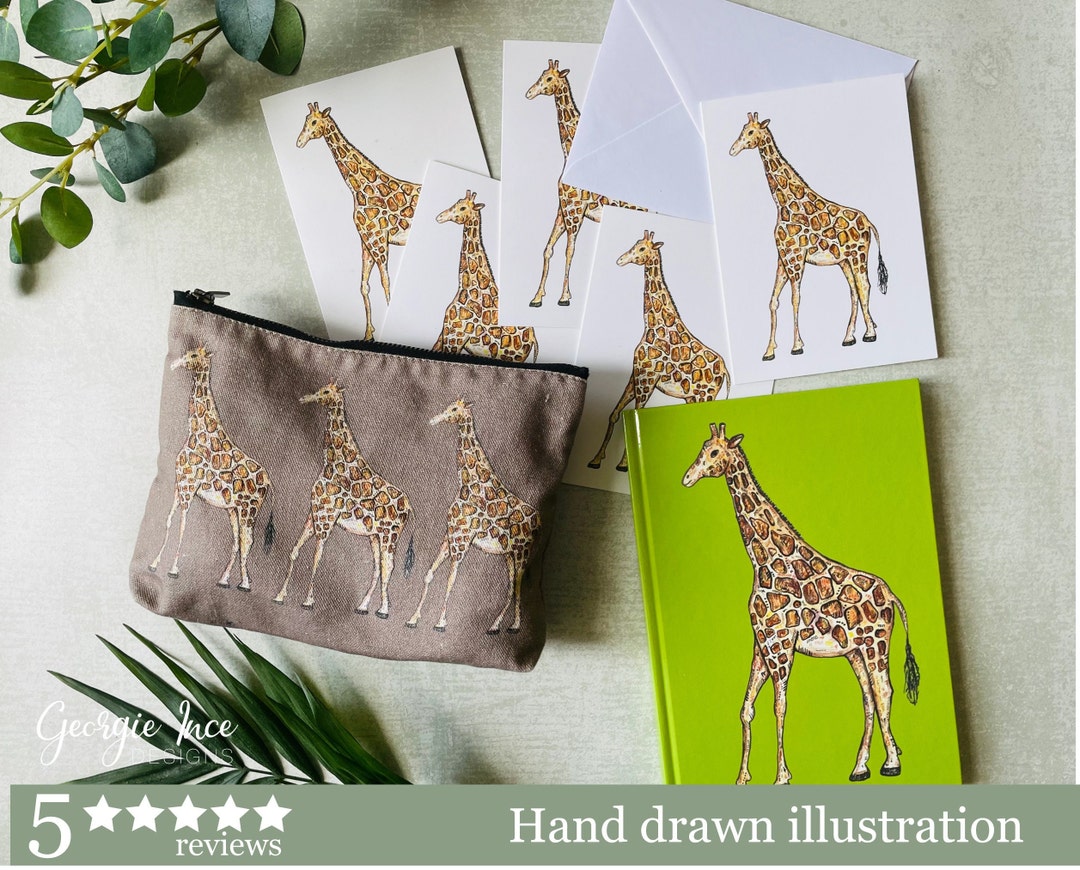 Giraffe Stationery Gift Set With Matching Neutral Giraffe Cards, Green ...