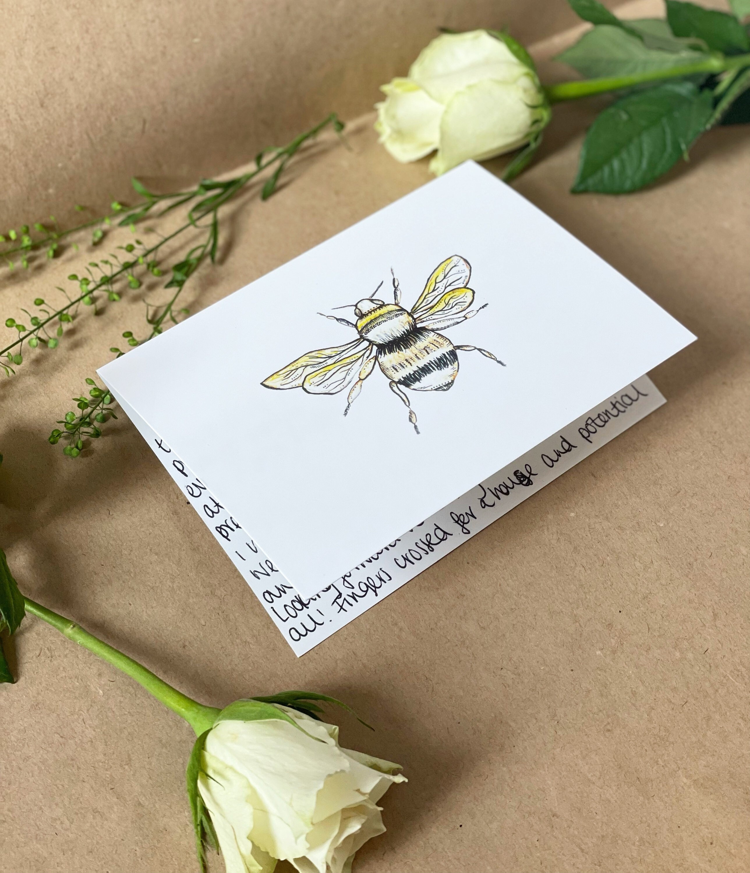 Set of 5 Bee Cards for All Occasions Made in the UK, Premium Hand Drawn ...