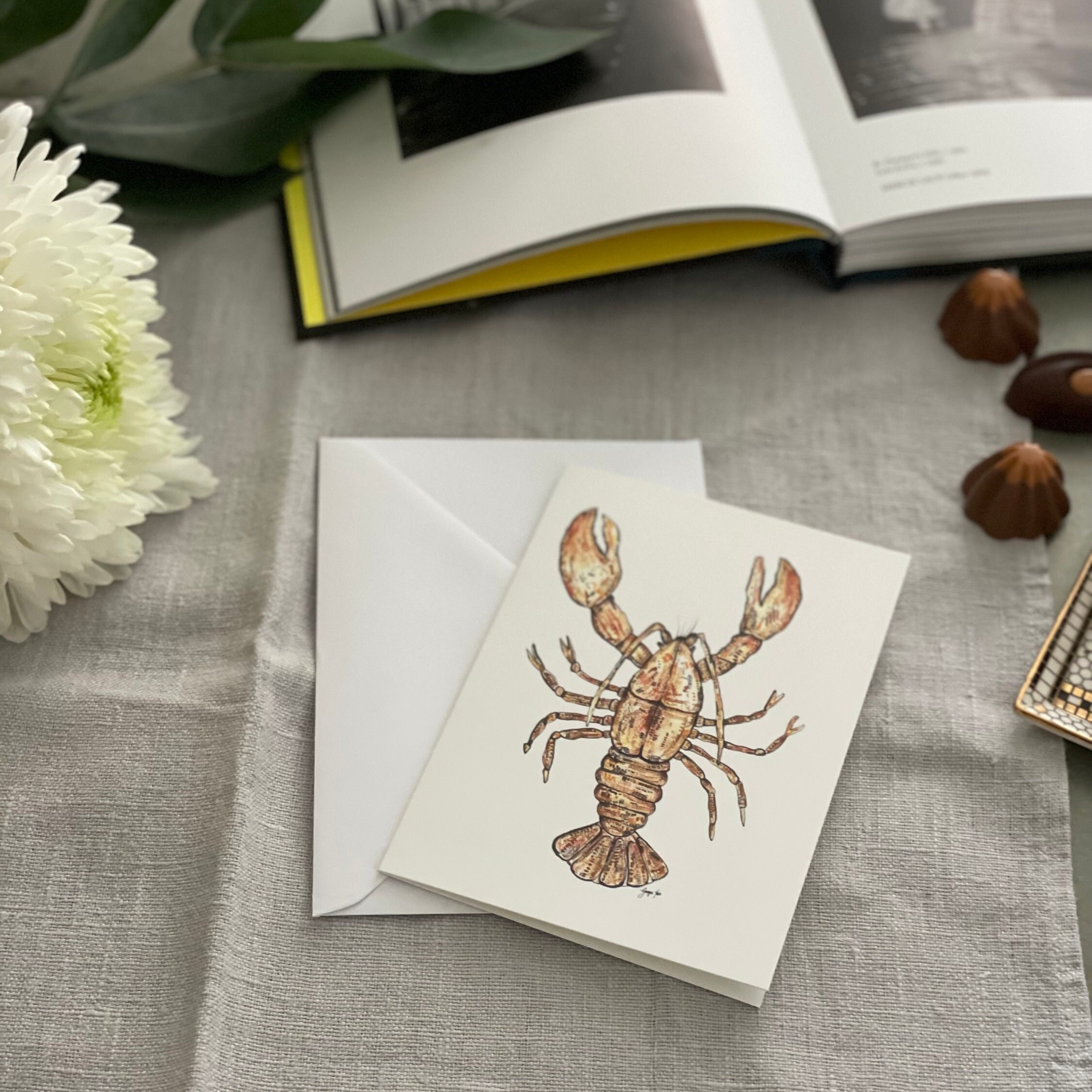 Single Illustrated Lobster Card for All Occasions, Lobster Cards ...