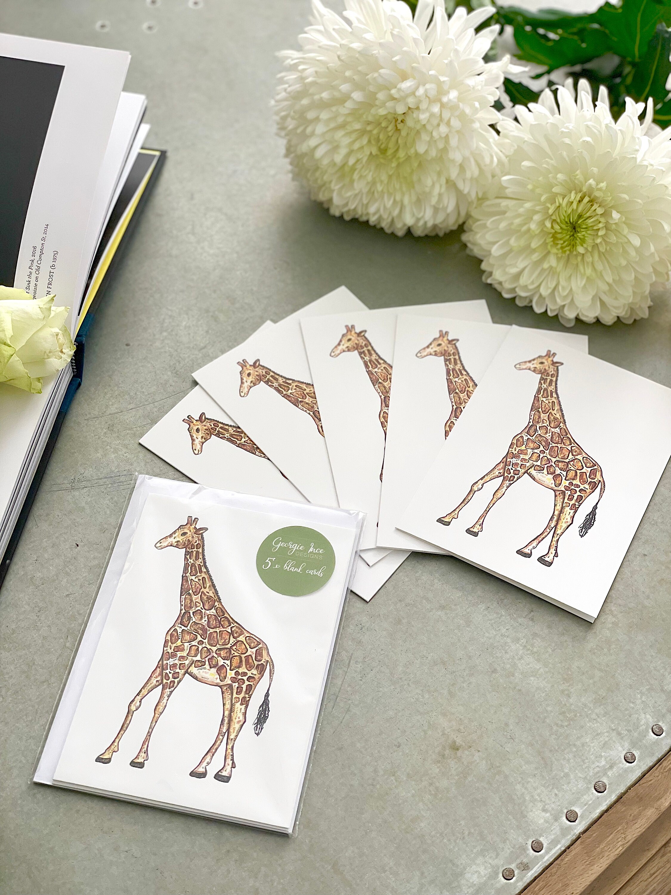 Set of 5 Matching Giraffe Cards Made in the UK Premium - Etsy