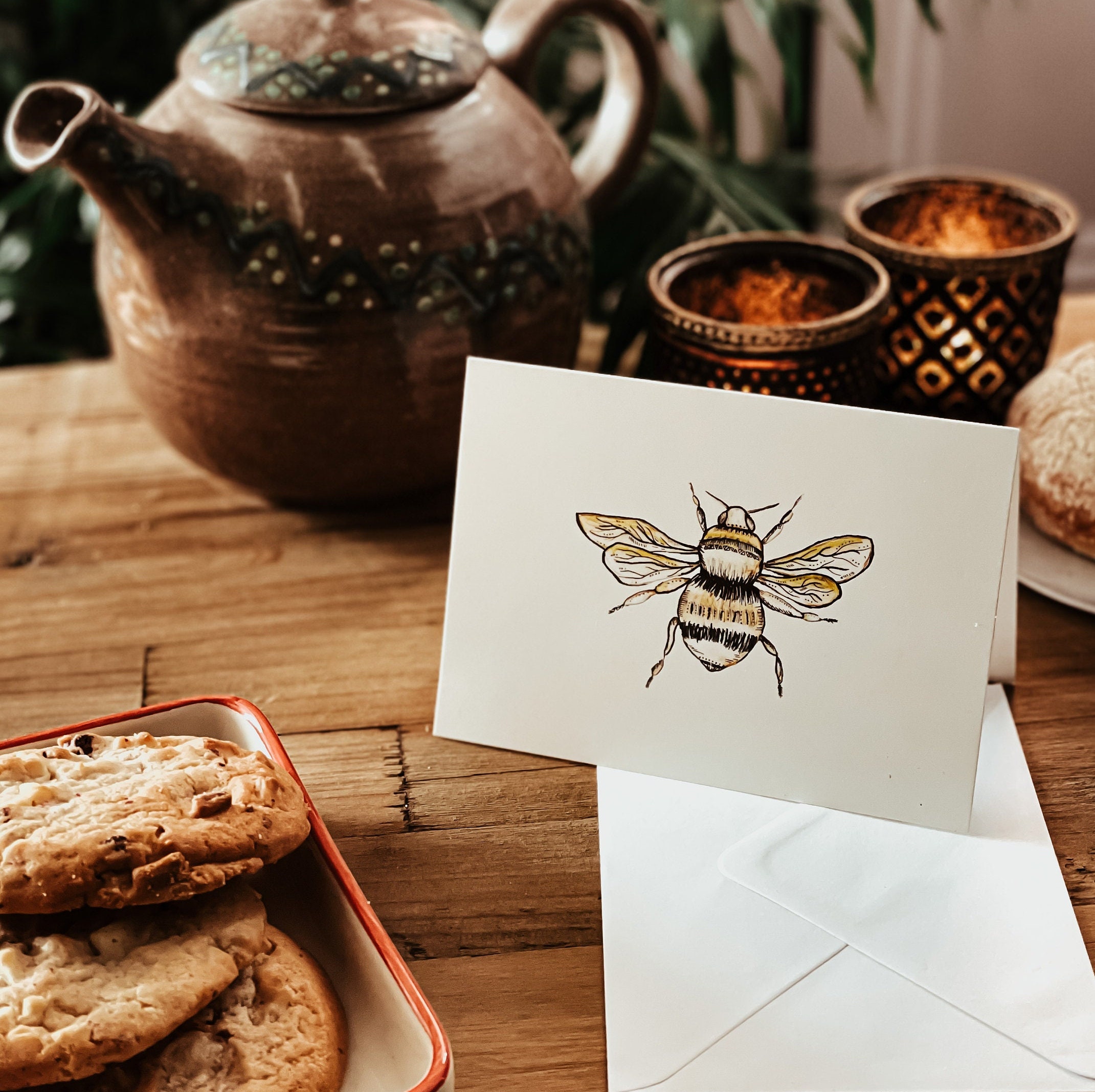 Set of 5 Bee Cards for All Occasions Made in the UK, Premium Hand Drawn ...