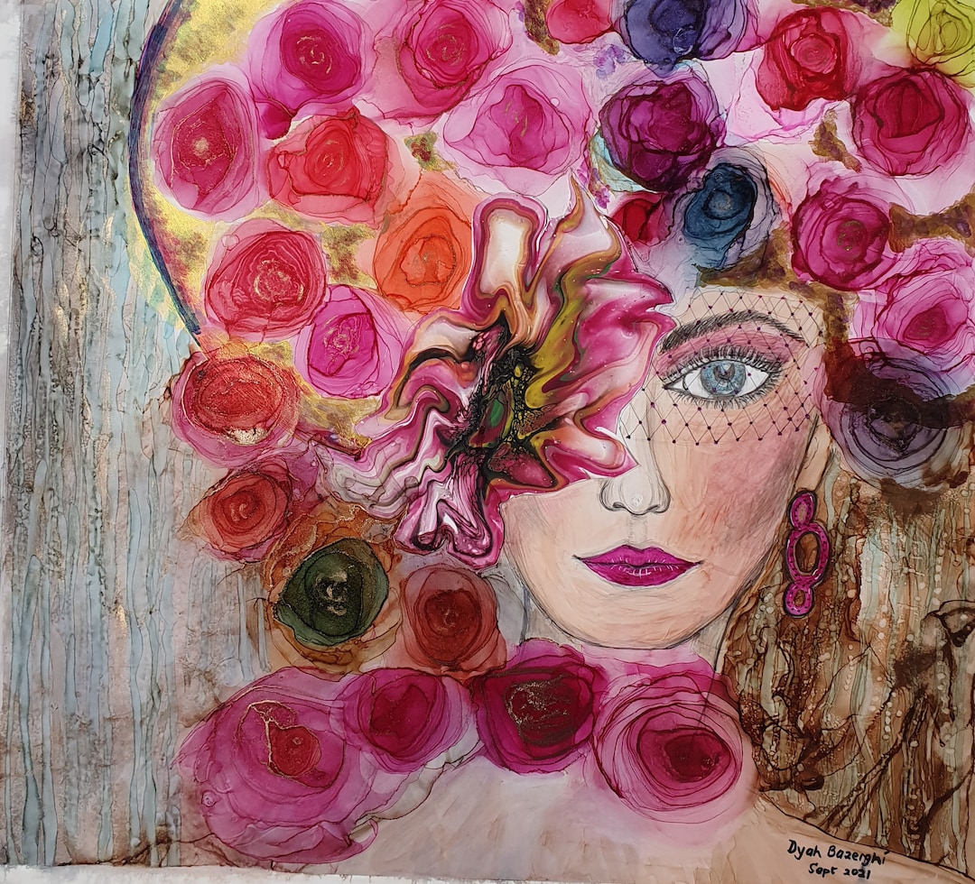 Original Alcohol Ink Portrait Wall Art indira Ready for Melbourne ...