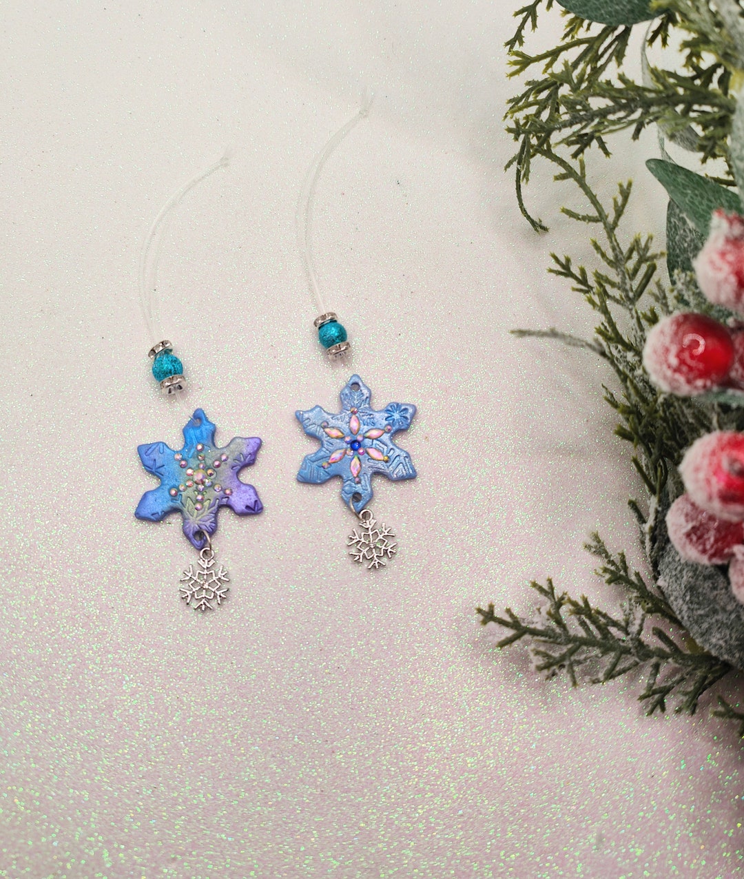 Snowflake Tree Decoration Clay Snowflake Ornament Hanging - Etsy