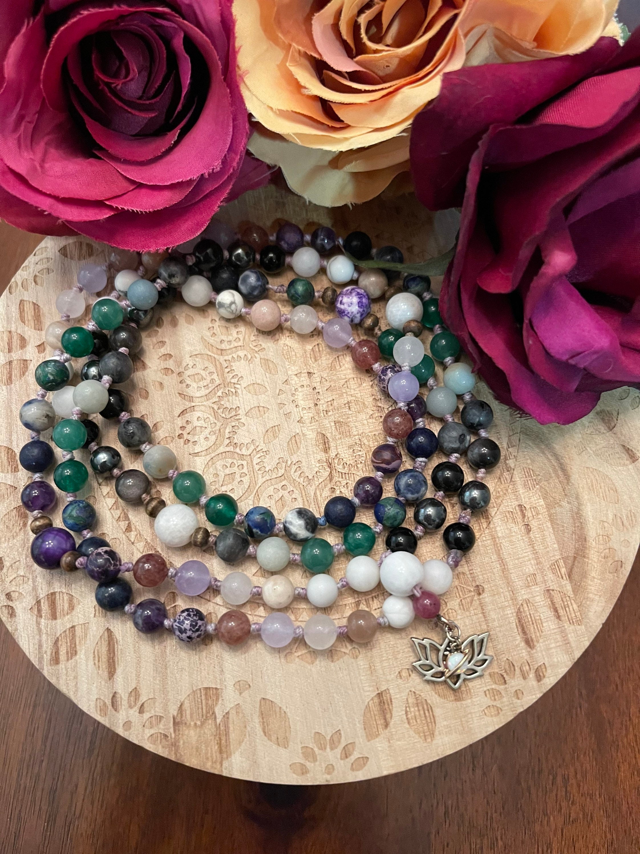 Thich Nhat Hanh Zen Mala Hand Made Crystal Gem Japa Mala Prayer Bead ...