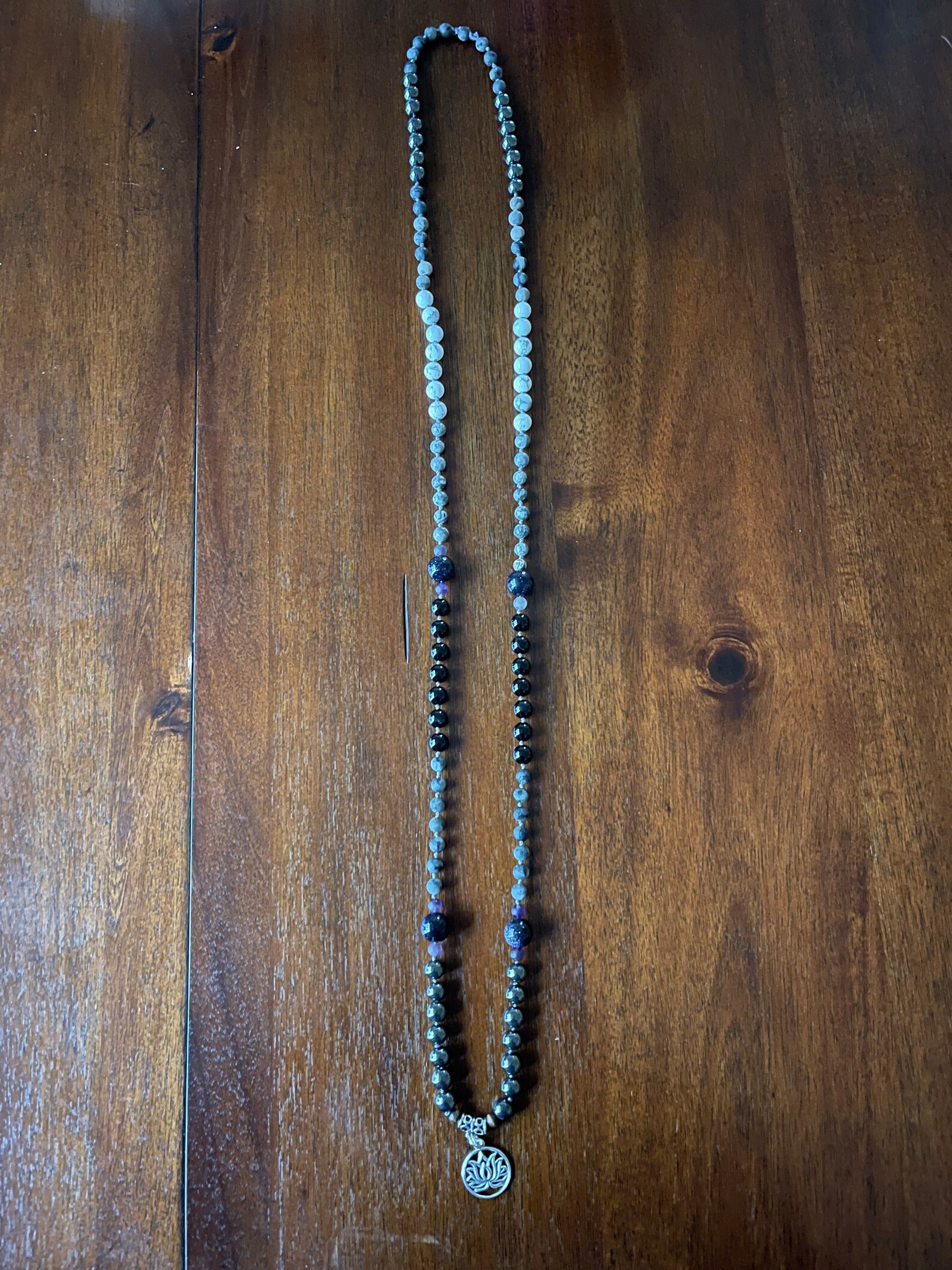 Yin Yang Black and White Zen Mala Hand Made Crystal Gem Japa Mala ...