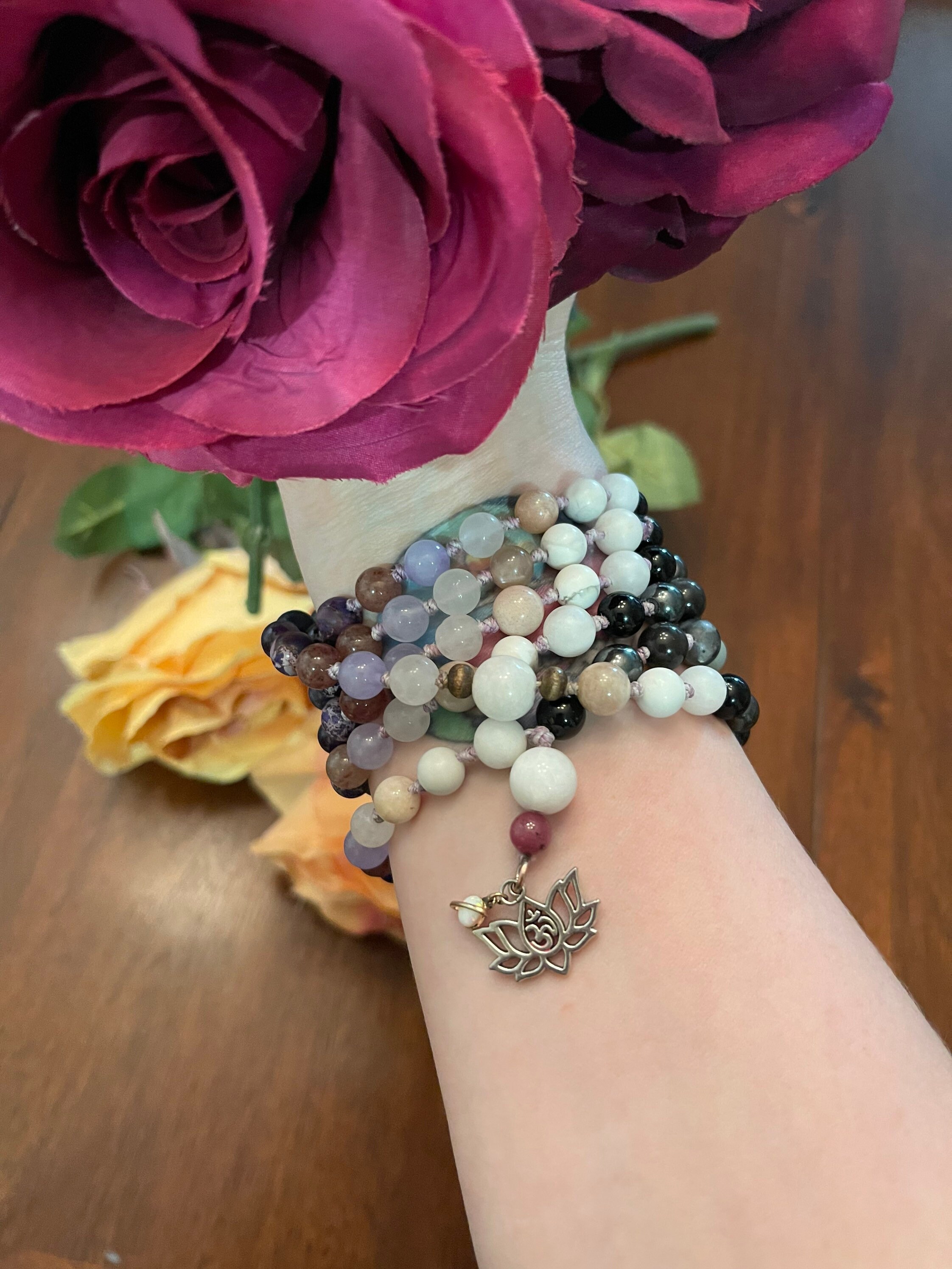 Thich Nhat Hanh Zen Mala Hand Made Crystal Gem Japa Mala Prayer Bead ...