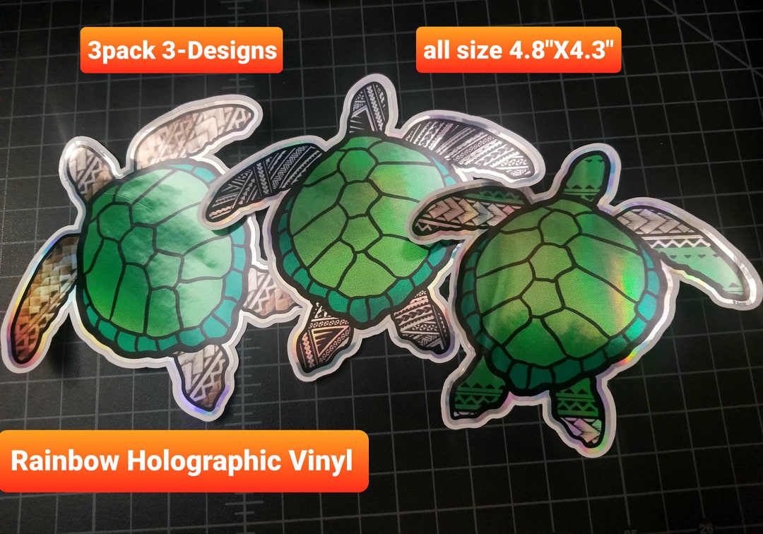 3 Pack Hawaiian Sea Turtles, Turtle Stickers, Turtle Decal, Holographic ...