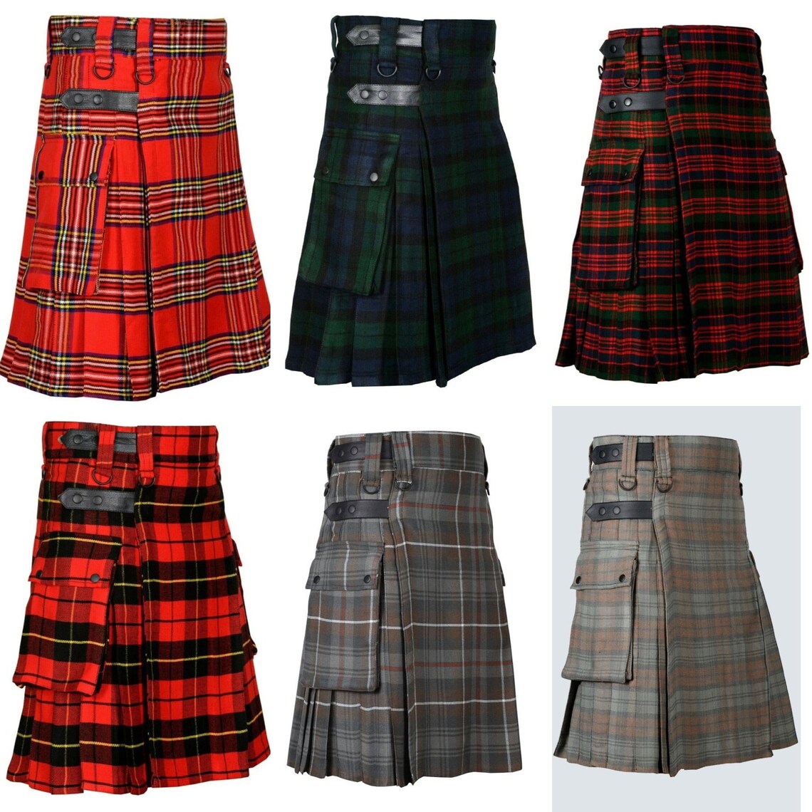 Handmade Scottish Mens Tartan Kilt Leather Strap Utility Kilt - Etsy UK