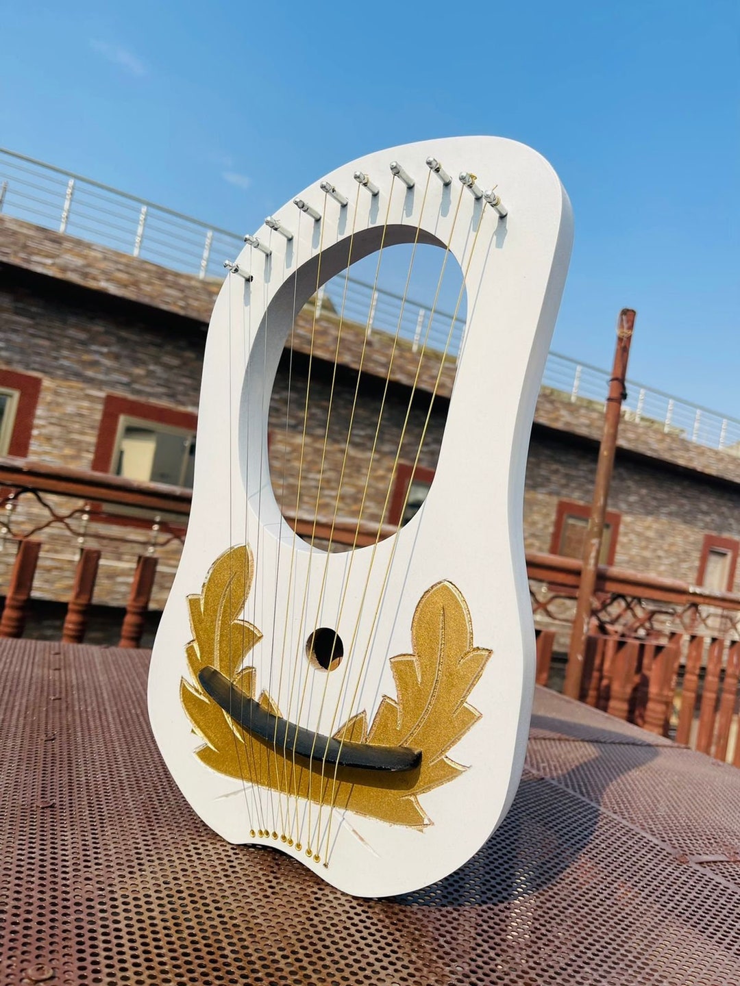 Rosewood Lyre Harp 10 Metal Strings White Lyre Harps With Free - Etsy UK
