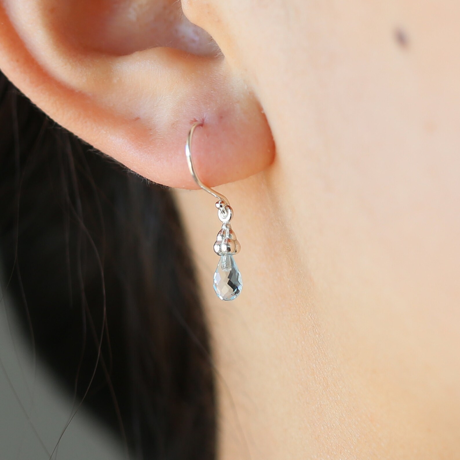 Sterling Silver Sky Blue Topaz Drop Earrings | Handmade Raindrop Rain ...