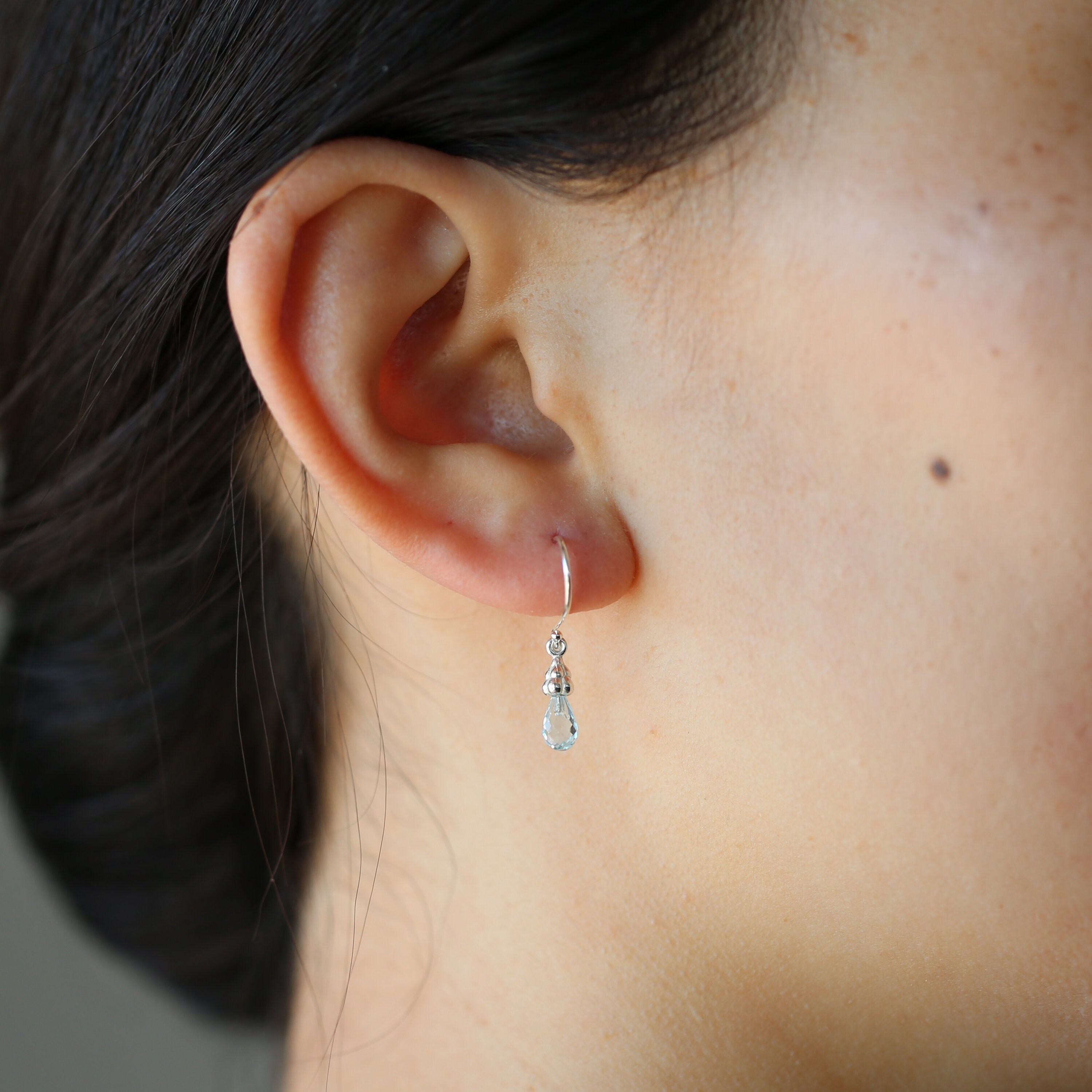 Sterling Silver Sky Blue Topaz Drop Earrings | Handmade Raindrop Rain ...