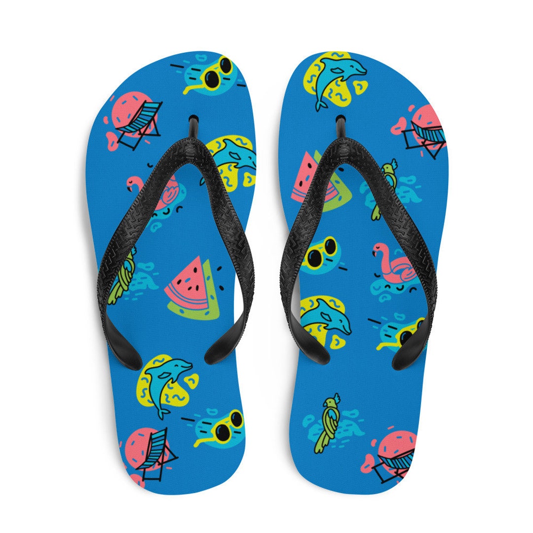 Summer Theme Flip Flops, Tropical Flip Flops, Women's Sandals, Beach ...