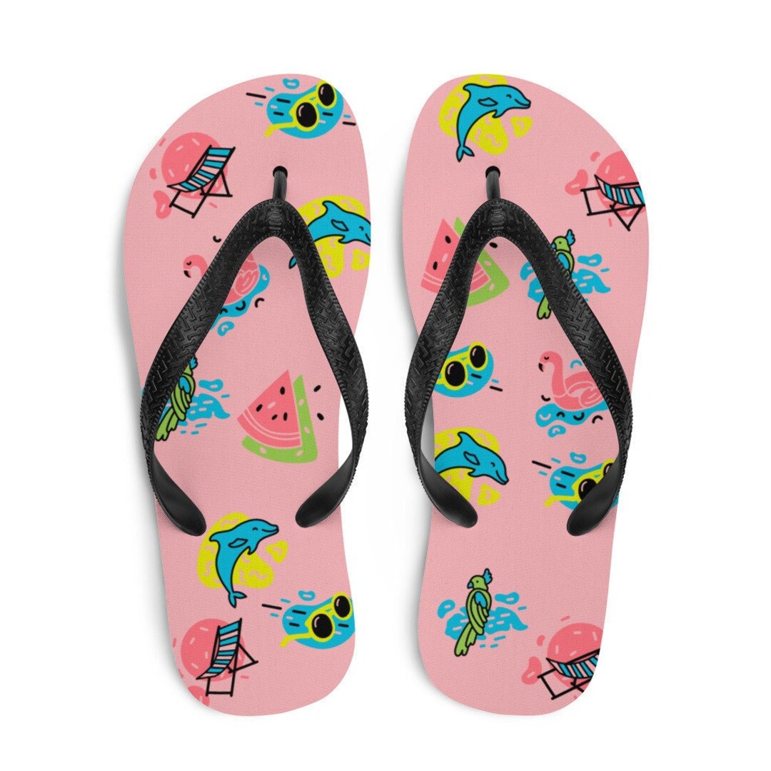 Summer Theme Flip Flops, Tropical Flip Flops, Women's Sandals, Beach ...