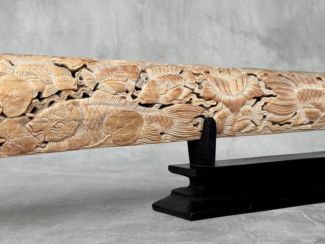 Hand-carved Swordfish With Koi Fish Design – Shelf Styling Ideas ...