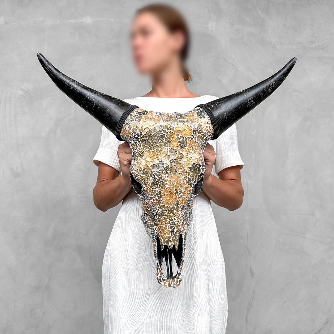 Mosaic Cow Skull Wall Art – Rustic Boho Home Decor, Southwestern Animal ...
