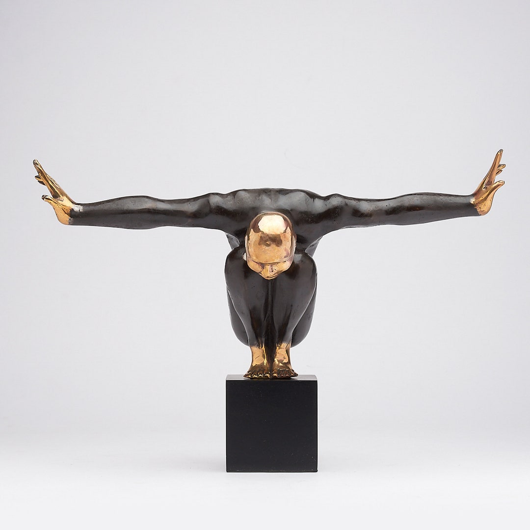 Bronze Statue of an Olympic Swimmer in Dive Stance With - Etsy Ireland