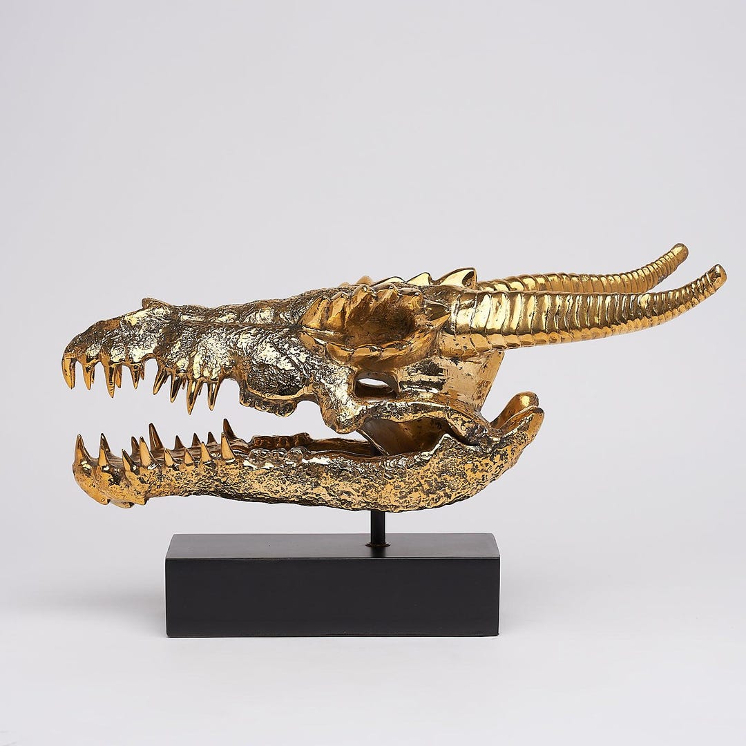 Polished Bronze Dragon Skull | Fantasy Mythical Creature Sculpture ...