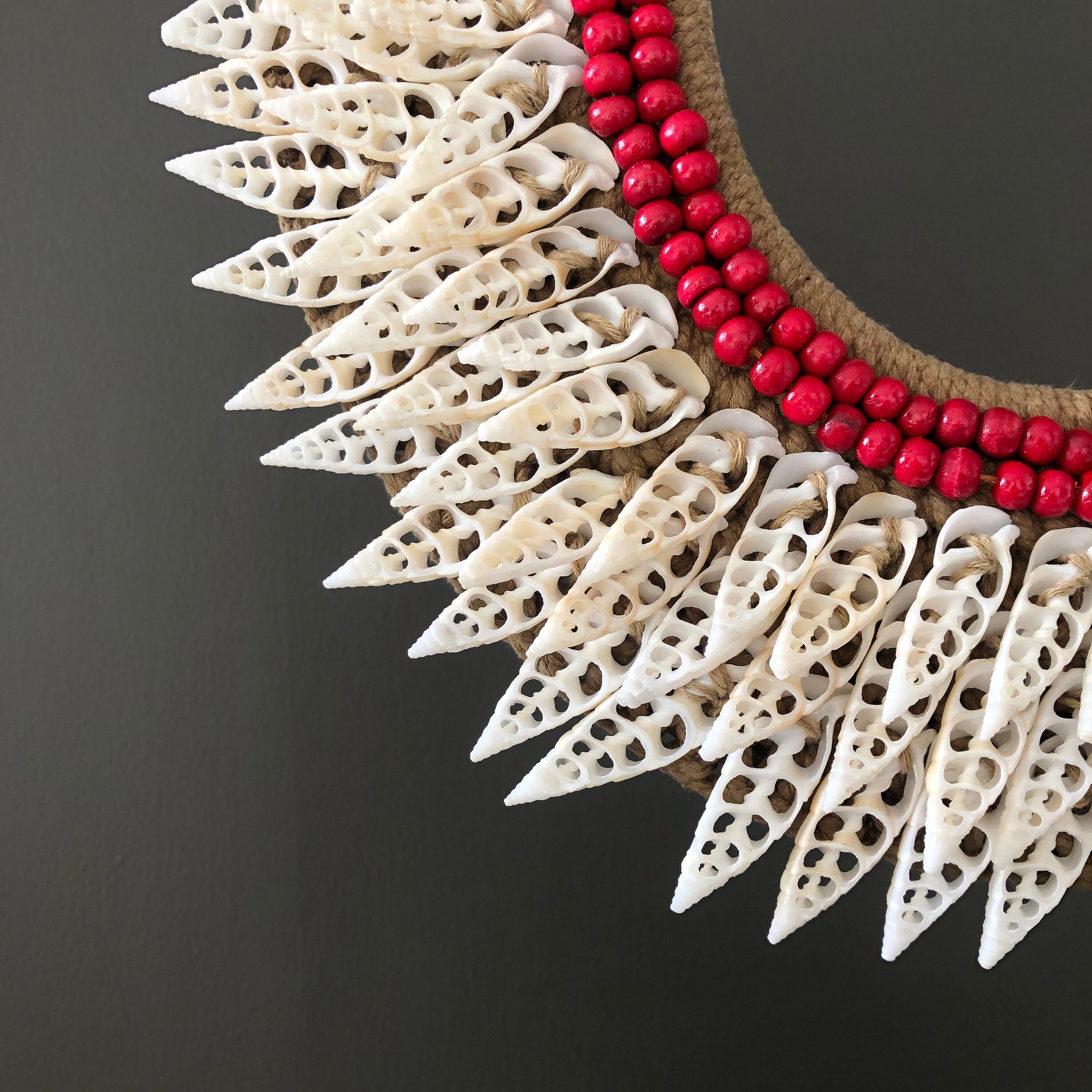 Decorative Shell Necklace on a Custom Stand White Shell Red - Etsy