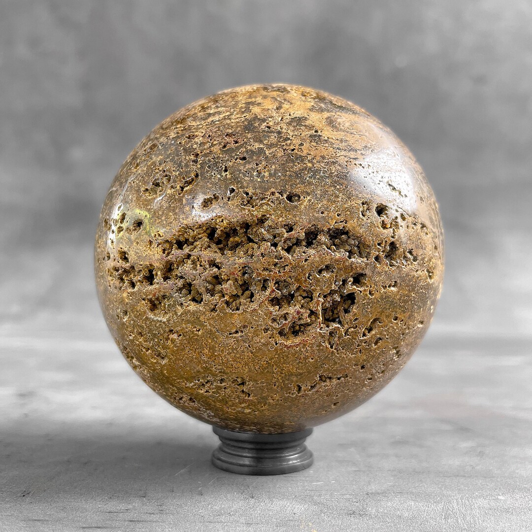 Petrified Palm Root Sphere on Stand | Unique Natural Stone | Crystal ...
