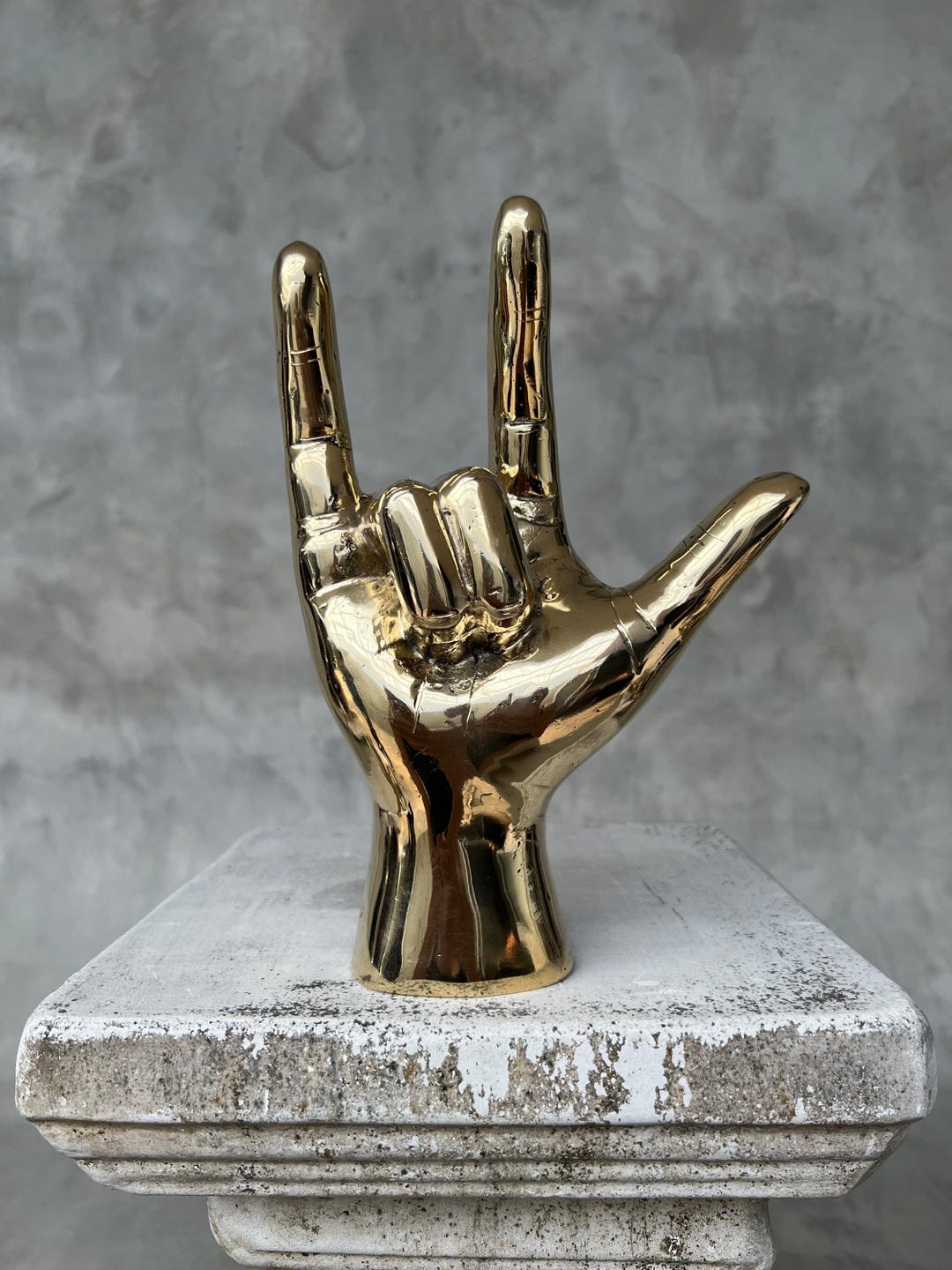 I Love You Hand Sculpture | ASL Love Sign | Polished Brass Decor ...