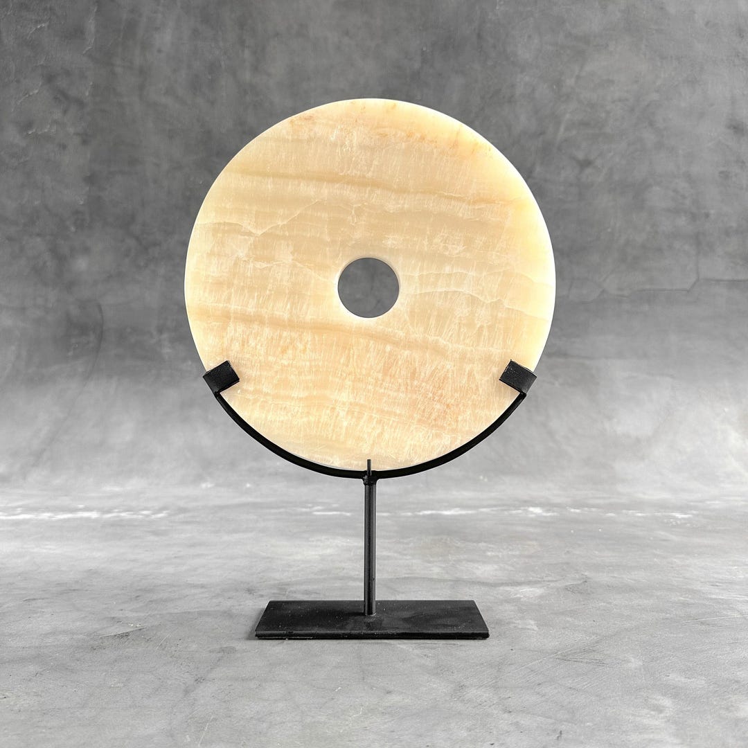 Natural Onyx Disc on Stand | Minimalist Stone Sculpture - C1/069 - Etsy