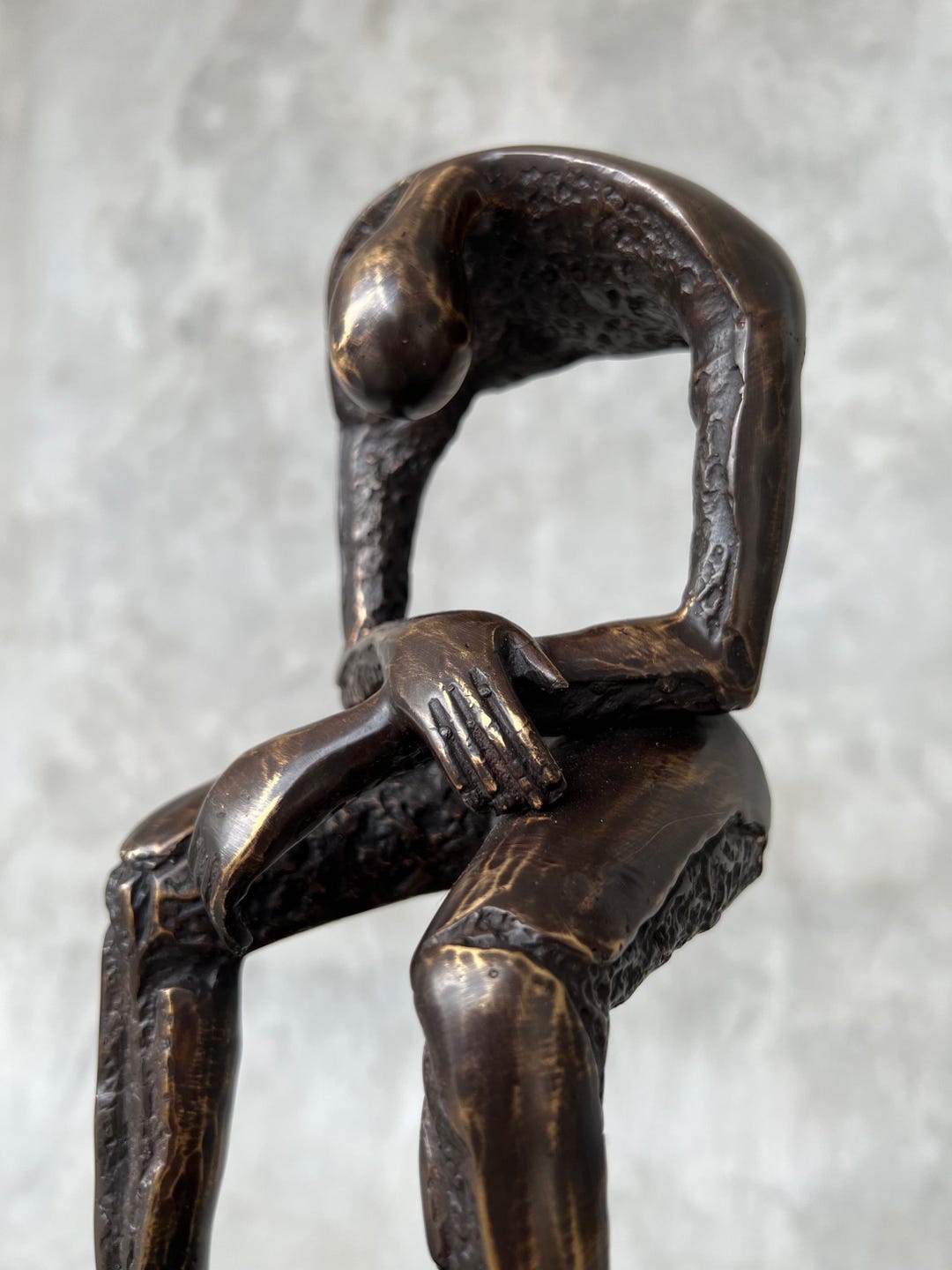 Bronze Abstract Hollow Man Sculpture | Minimalist Figurine on Stand ...