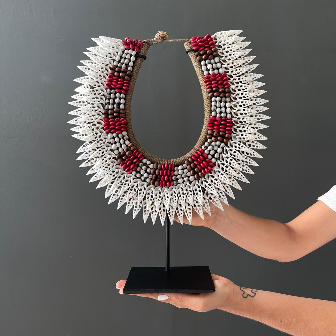 Decorative Shell Necklace on Custom Stand Large White Cut - Etsy