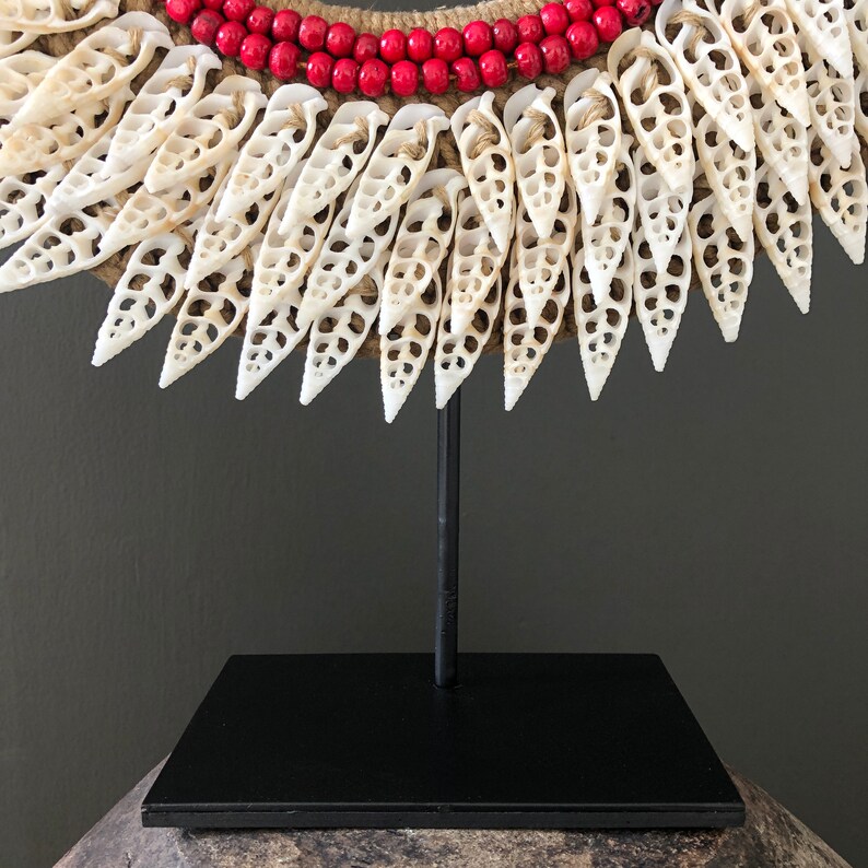 Decorative Shell Necklace on a Custom Stand White Shell Red - Etsy