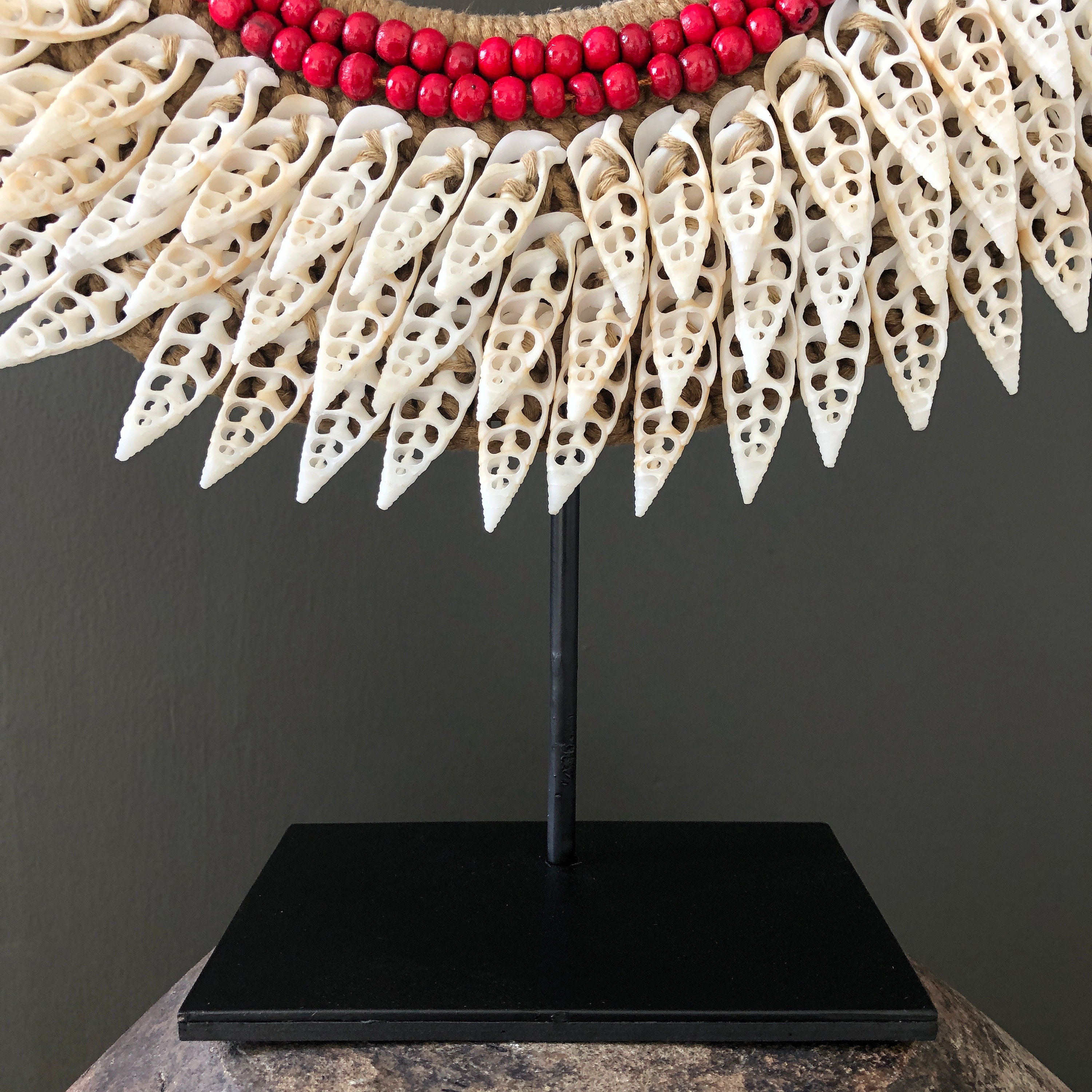 Decorative Shell Necklace on a Custom Stand White Shell Red - Etsy