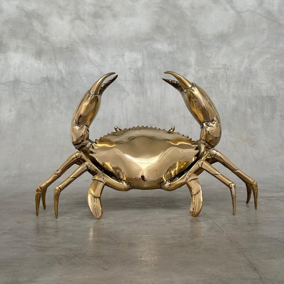 Polished Bronze Crab Sculpture | Nautical Decor | Coastal Table Art ...
