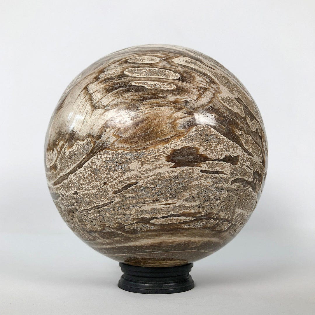 Petrified Wood Sphere on Stand Natural Stone Sphere Unique Home Decor ...