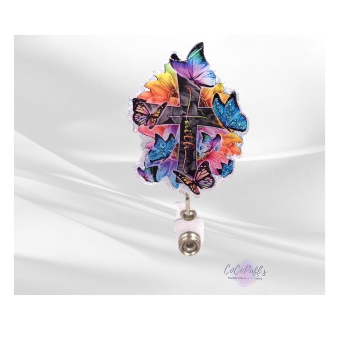 Faith Butterflies Retractable Badge Reel With Alligator Clip. Great for ...