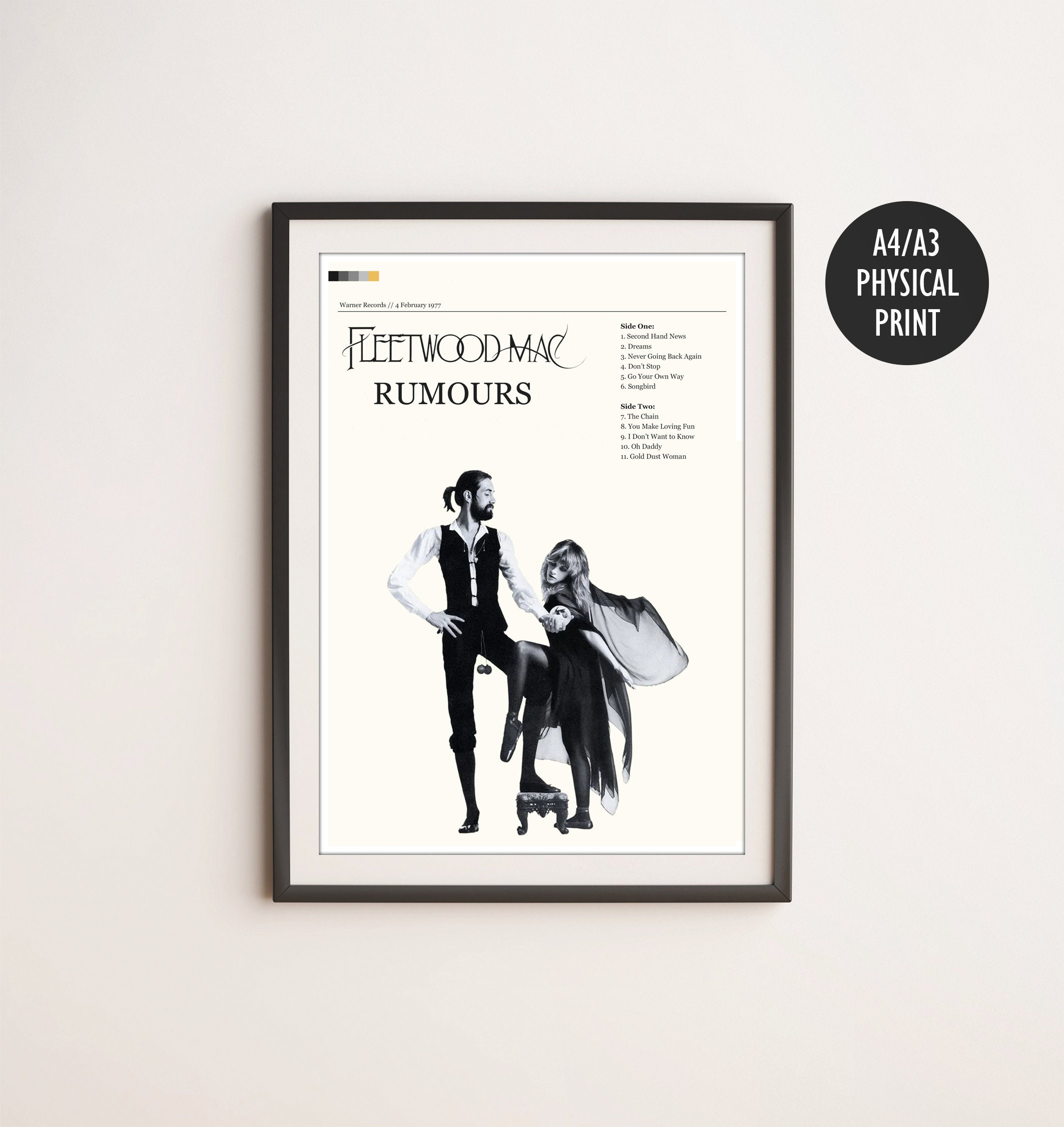 Rumours Album Cover Print Fleetwood Mac A4/A3 Wall Art Wall Art - Etsy