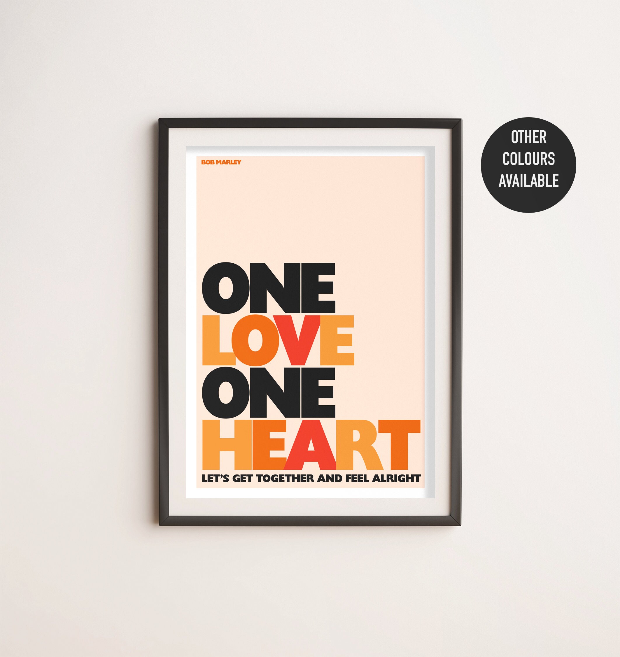 One Love A4/A3 Bob Marley Lyric Poster Minimalist - Etsy