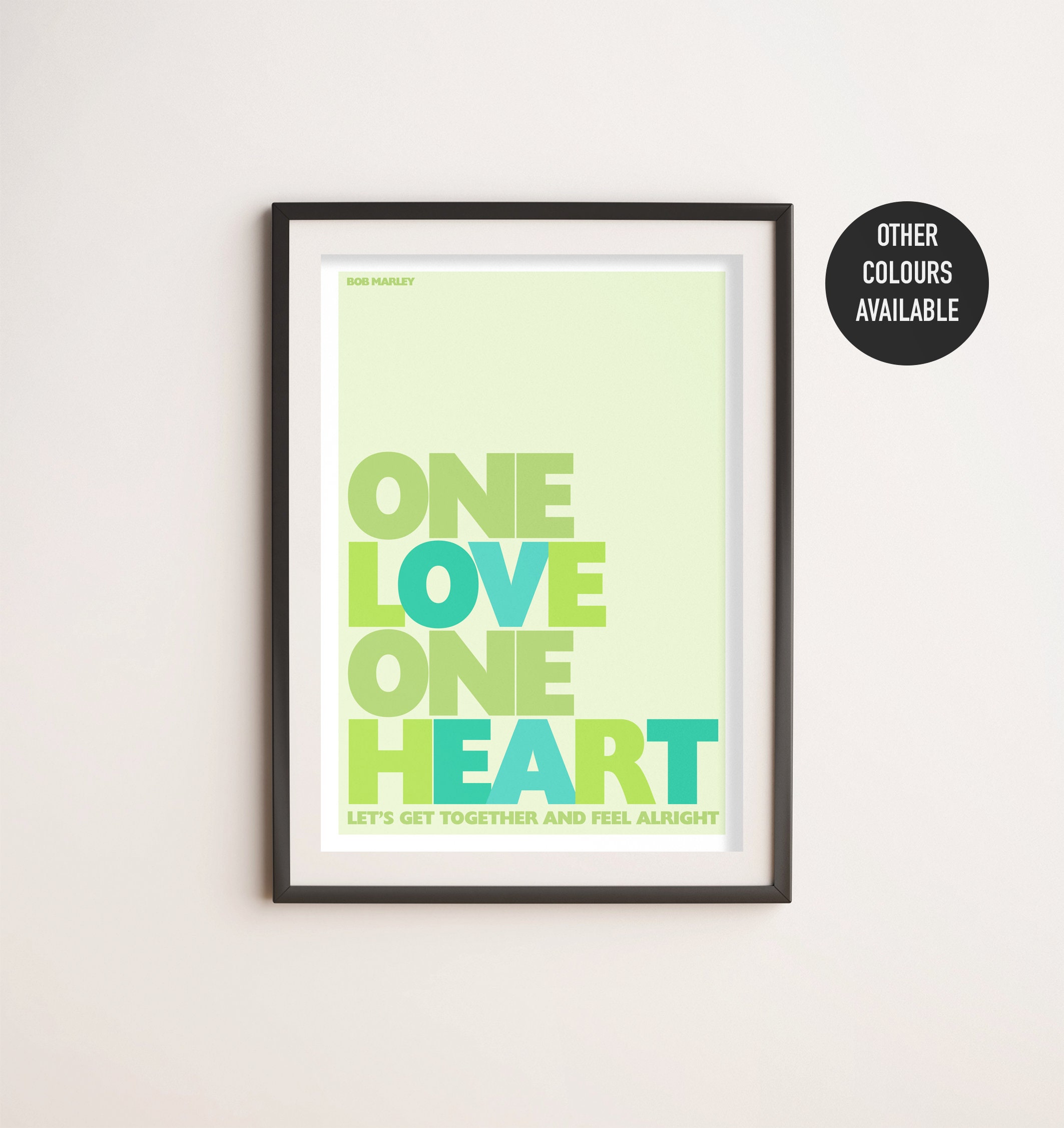 One Love A4/A3 Bob Marley Lyric Poster Minimalist - Etsy