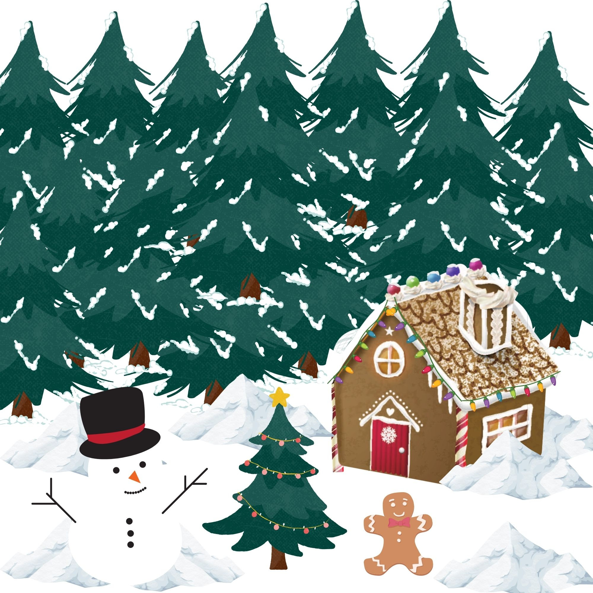 Snowman Gingerbread House Christmas Magical Scene Digital Print Png Svg ...