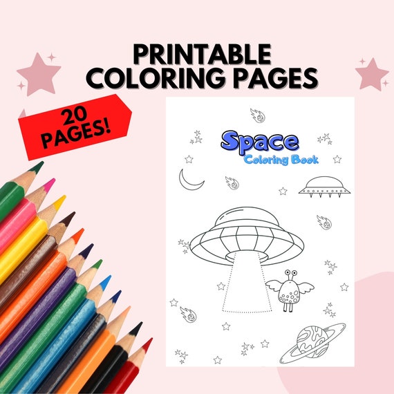 20 PAGE Space Coloring Book Printable Digital Design. Drawing - Etsy